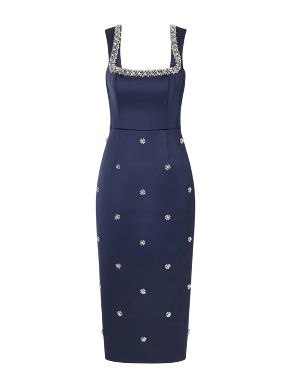 Rebecca Vallance Embellished Satin Midi Dress - Blue