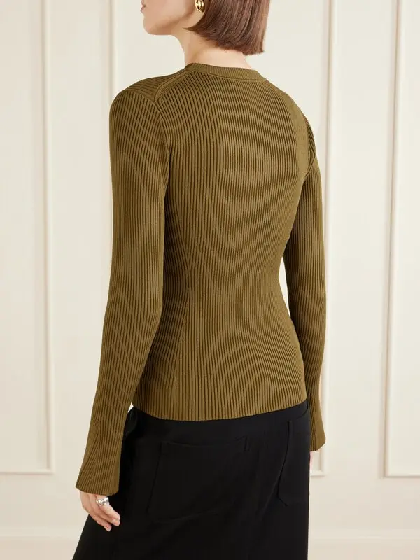 Proenza Schouler Ribbed-knit Long Sleeve Top - Leaf Green