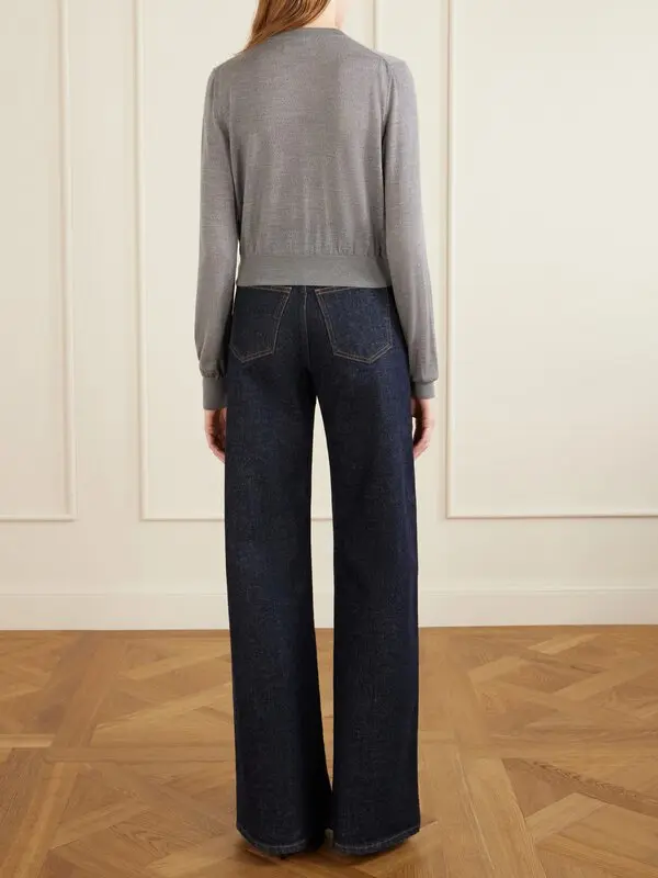 Khaite Tansy Wool And Cashmere-blend Cardigan - Gray