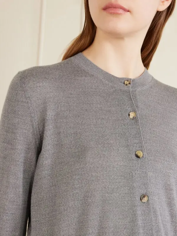 Khaite Tansy Wool And Cashmere-blend Cardigan - Gray