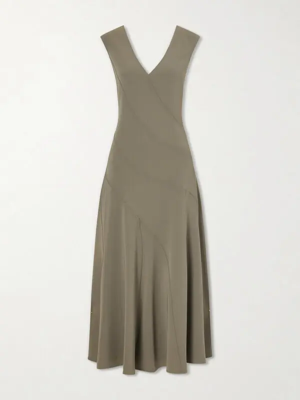 Proenza Schouler Romana Pleated Midi Dress - Brown