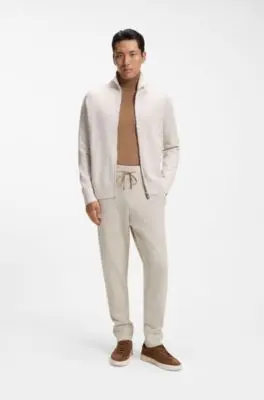 BOSS Virgin Wool Tracksuit Bottoms With Cuffed Hems