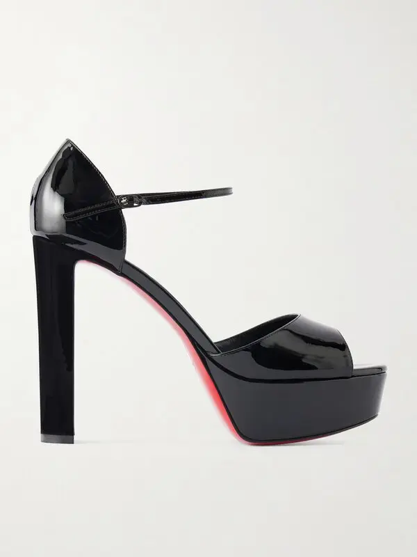 CHRISTIAN LOUBOUTIN Sandaloo" 130 Mirrored-leather Platform Sandals - Black