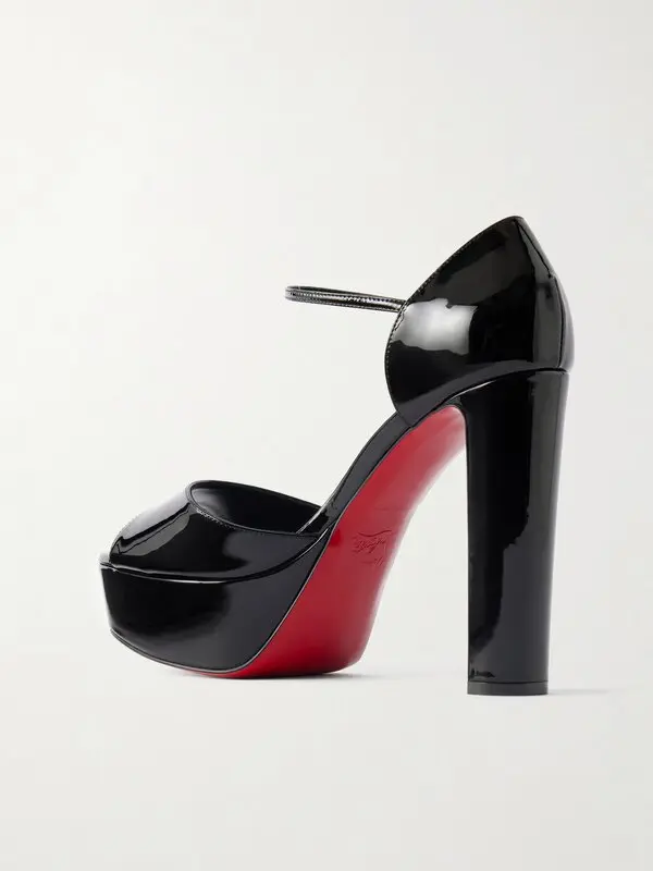 CHRISTIAN LOUBOUTIN Sandaloo" 130 Mirrored-leather Platform Sandals - Black