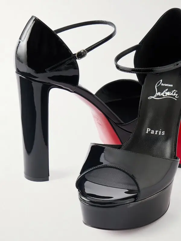 CHRISTIAN LOUBOUTIN Sandaloo" 130 Mirrored-leather Platform Sandals - Black