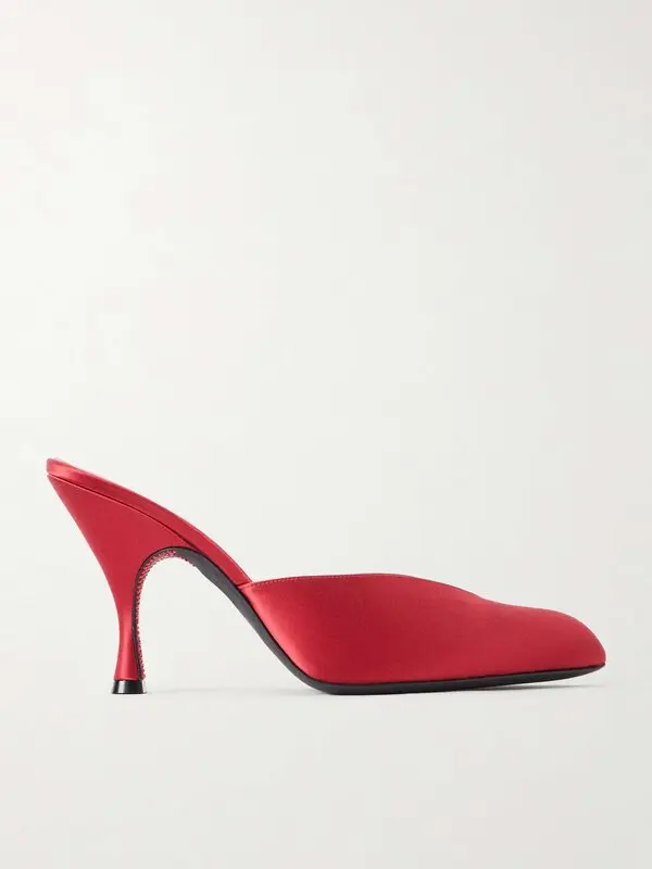 HERBERT LEVINE Sitting Pretty 100 Satin Mules - Red