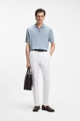BOSS Zip Neck Sweater In Linen Blend