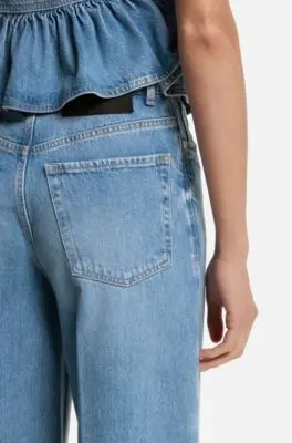 Hugo High-waisted Wide-leg Jeans In Light Denim