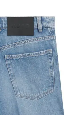 Hugo High-waisted Wide-leg Jeans In Light Denim