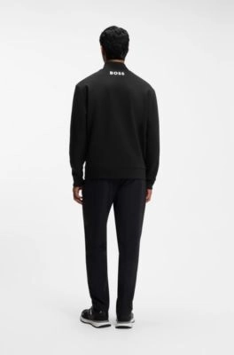 BOSS Zipper Neck Sweatshirt In Stretch Interlock Fabric