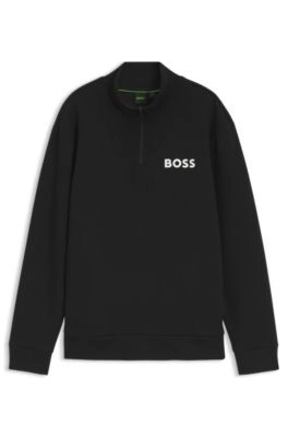 BOSS Zipper Neck Sweatshirt In Stretch Interlock Fabric