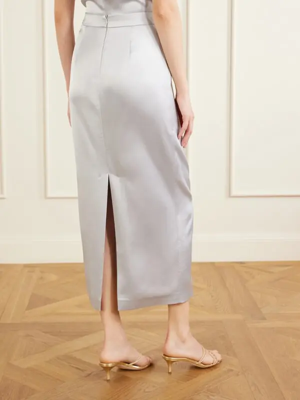 VIOLANTE NESSI Shea Satin Pencil Midi Skirt
