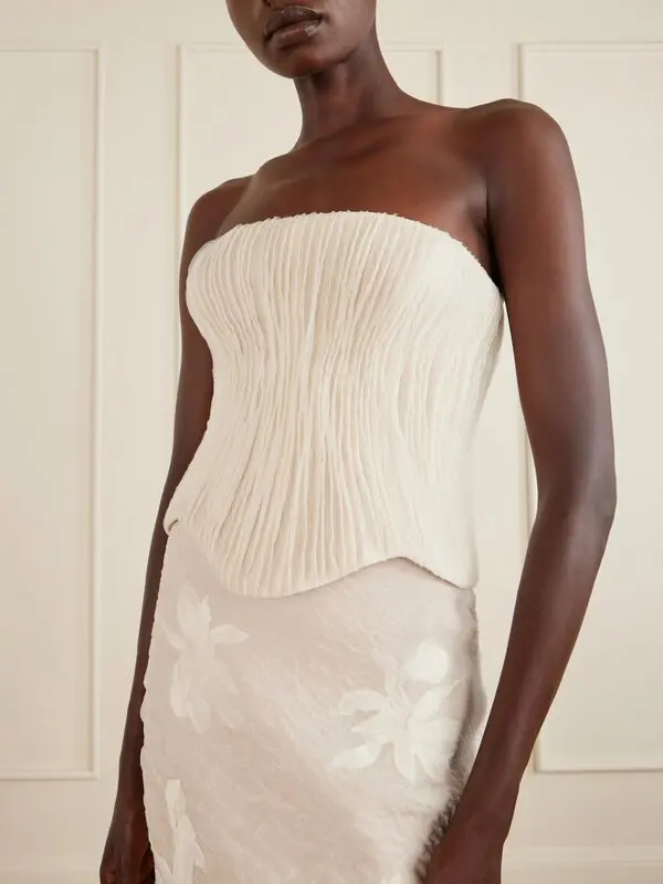 DANIELLE FRANKEL Anais' Crinkled-organza Bustier Top