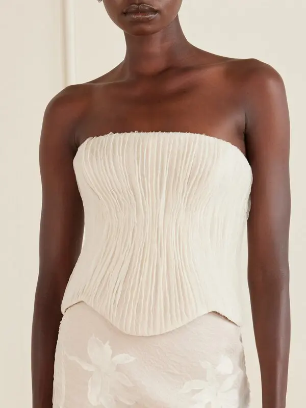DANIELLE FRANKEL Anais' Crinkled-organza Bustier Top