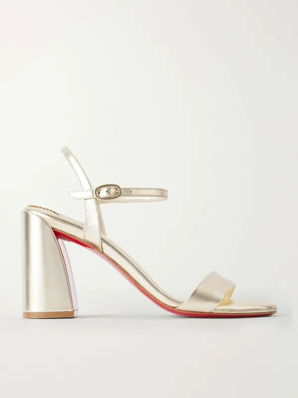 CHRISTIAN LOUBOUTIN Jane 100 Metallic Leather Sandals - Gold