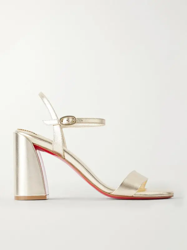 CHRISTIAN LOUBOUTIN Jane 100 Metallic Leather Sandals - Gold