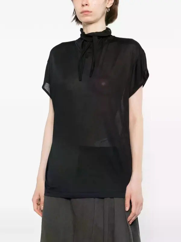 LEMAIRE Sheer Draped Foulard Top - Black