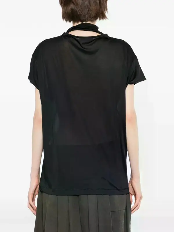 LEMAIRE Sheer Draped Foulard Top - Black