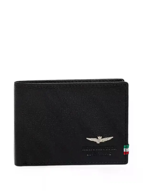 AERONAUTICA MILITARE Eagle-plaque Debossed-logo Wallet - Black