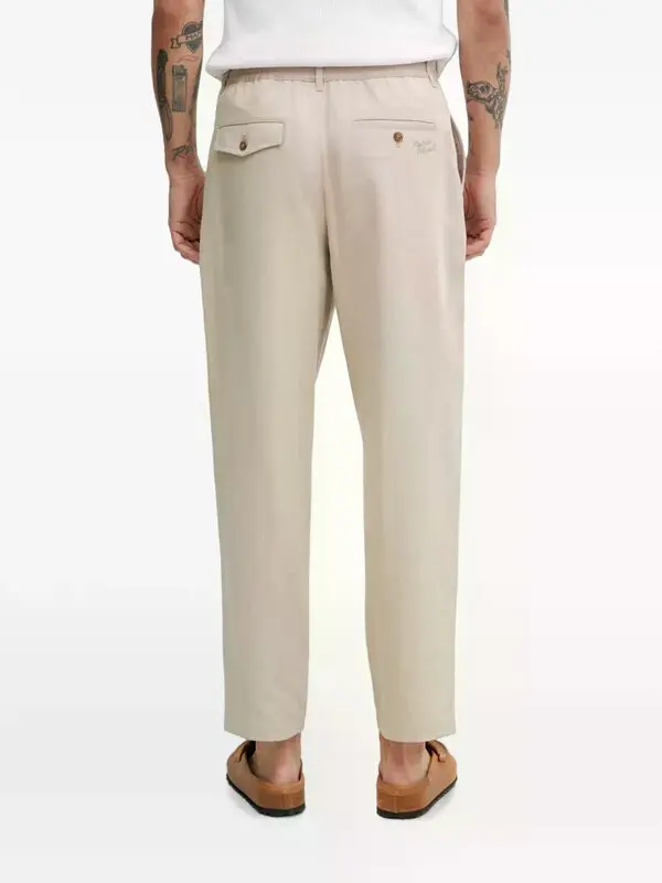 Maison Kitsuné Pleated Logo-embroidered Trousers