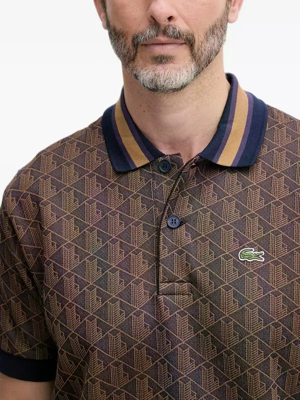 Lacoste Monogram-print Short-sleeve Polo Shirt