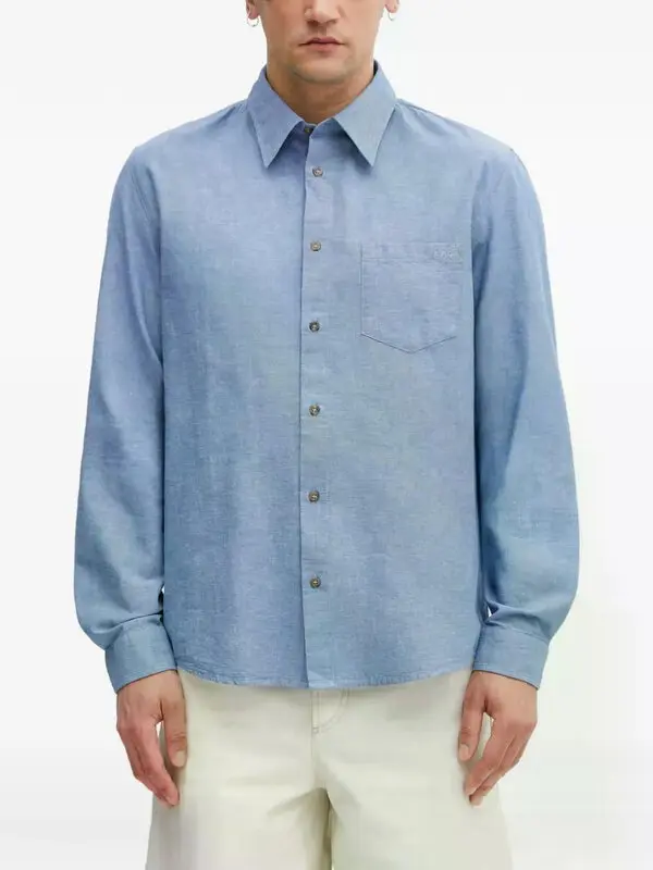 A.p.c. Logo-embroidered Chest-pocket Shirt