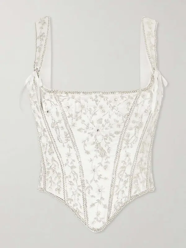 CLIO PEPPIATT Brigitte Floral-embellished Corset - Ivory