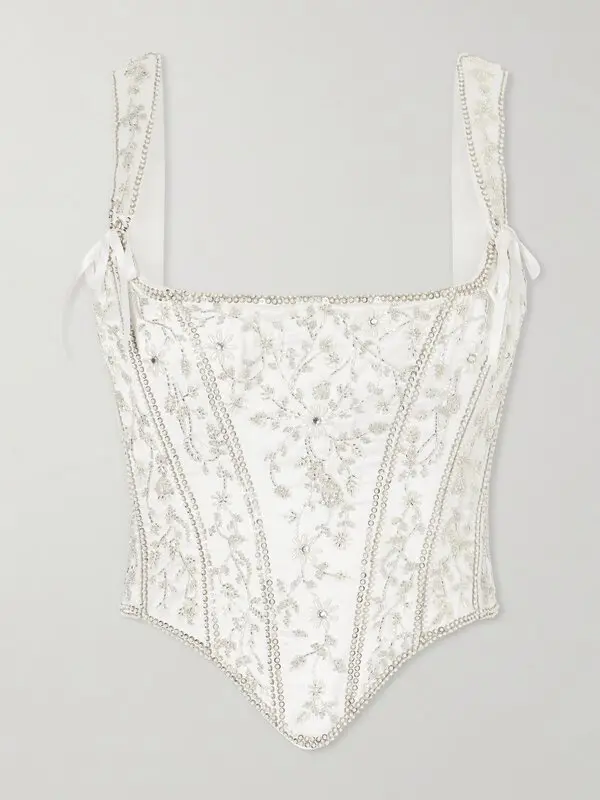CLIO PEPPIATT Brigitte Floral-embellished Corset - White