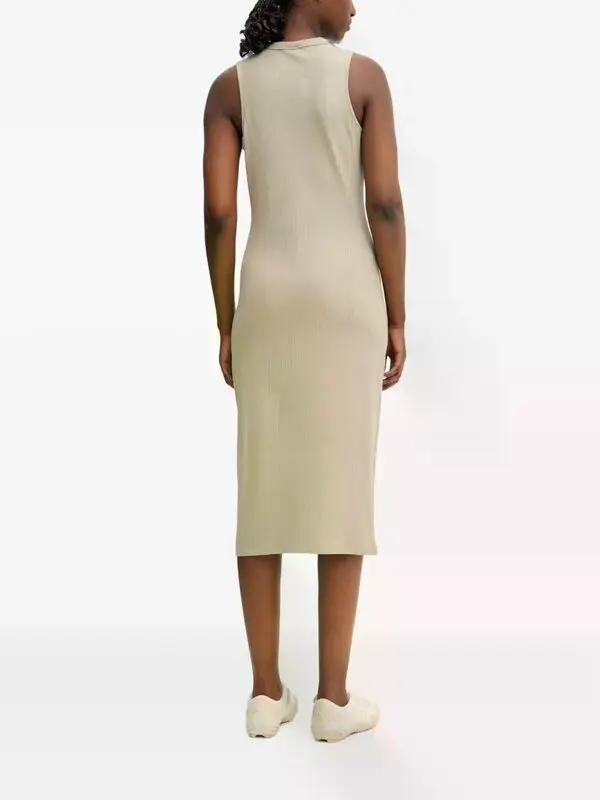 Adidas Ribbed Knit Logo Patch Midi Dress