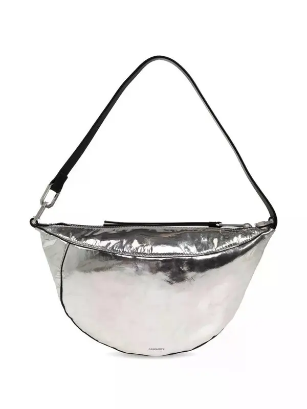 ALLSAINTS Luna Metallic Leather Shoulder Bag - Silver