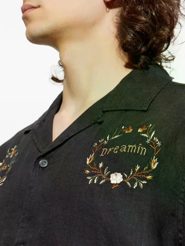 ALLSAINTS Klavicle Embroidered Short-sleeve Shirt
