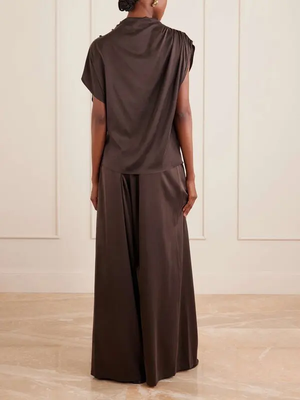 TWP Wish You Would Draped Silk-blend Charmeuse Blouse