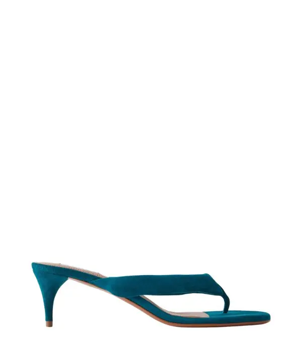 Alaïa 55 Padded Suede Thong Sandals - Blue