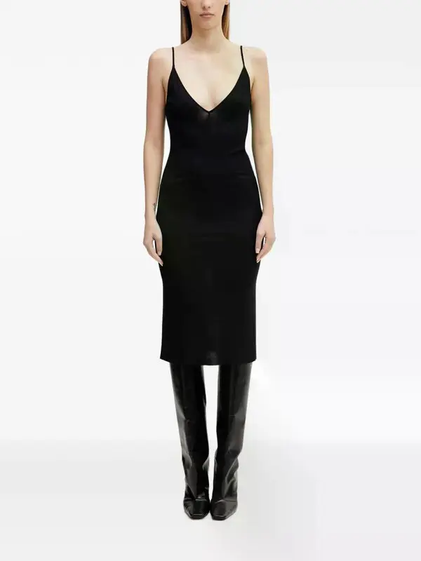 Rick Owens V-neck Spaghetti Strap Midi Dress