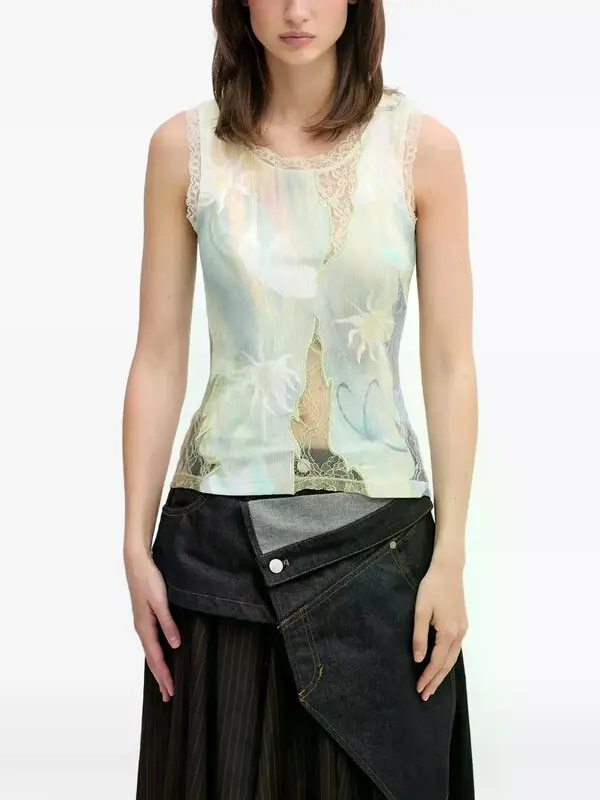 Andersson Bell Lace-trim Graphic Print Top
