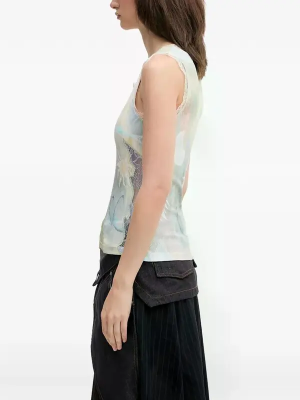 Andersson Bell Lace-trim Graphic Print Top