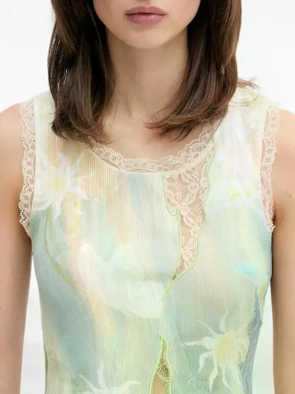 Andersson Bell Lace-trim Graphic Print Top