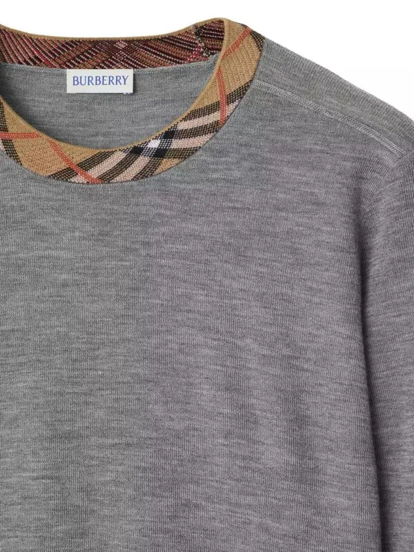 Burberry Plaid-collar Sweater - Grey