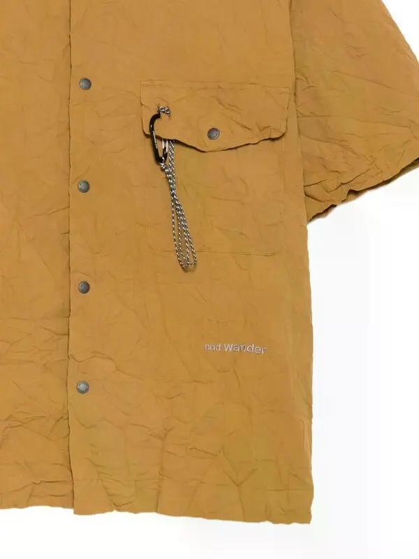 AND WANDER Washer Pleated Short-sleeve Shirt