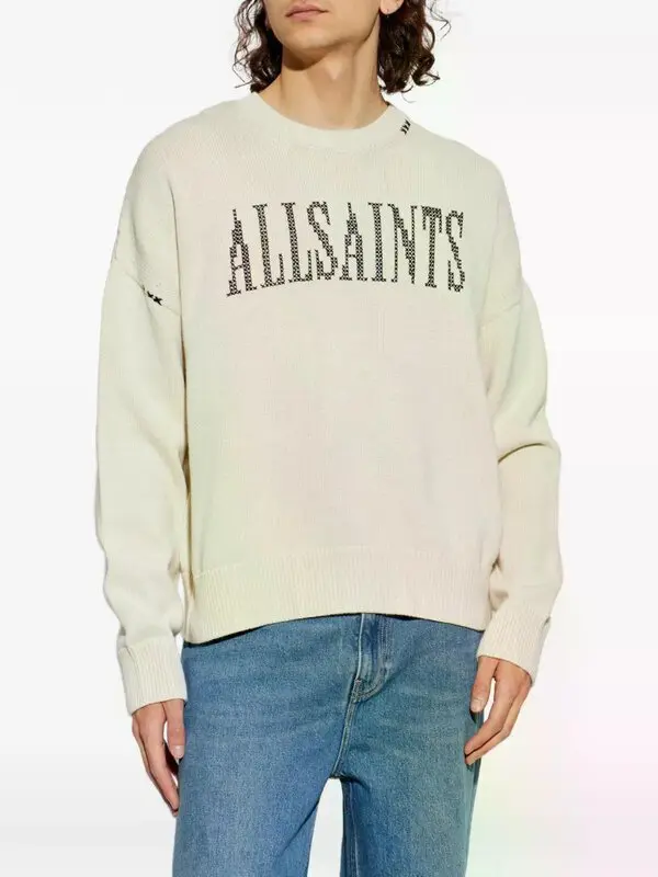 ALLSAINTS Ecru Cotton Crew Neck Sweater