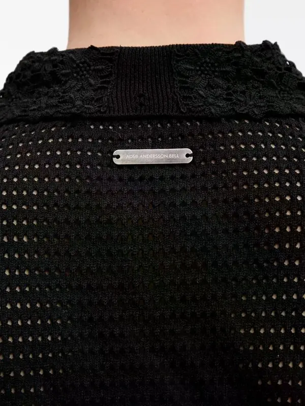 Andersson Bell Crochet-collar Mesh-knit Shirt
