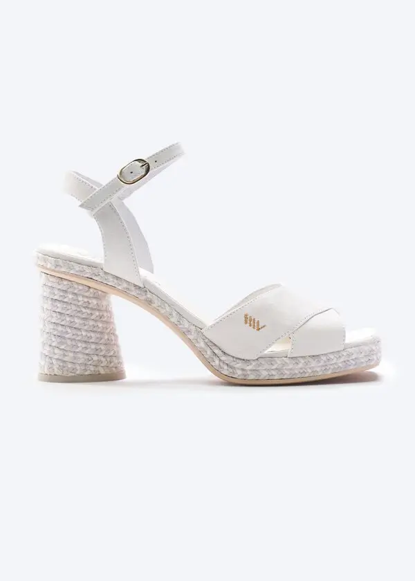 VISCATA Xelida Archive Suede Espadrille Heeled Sandals - Ivory