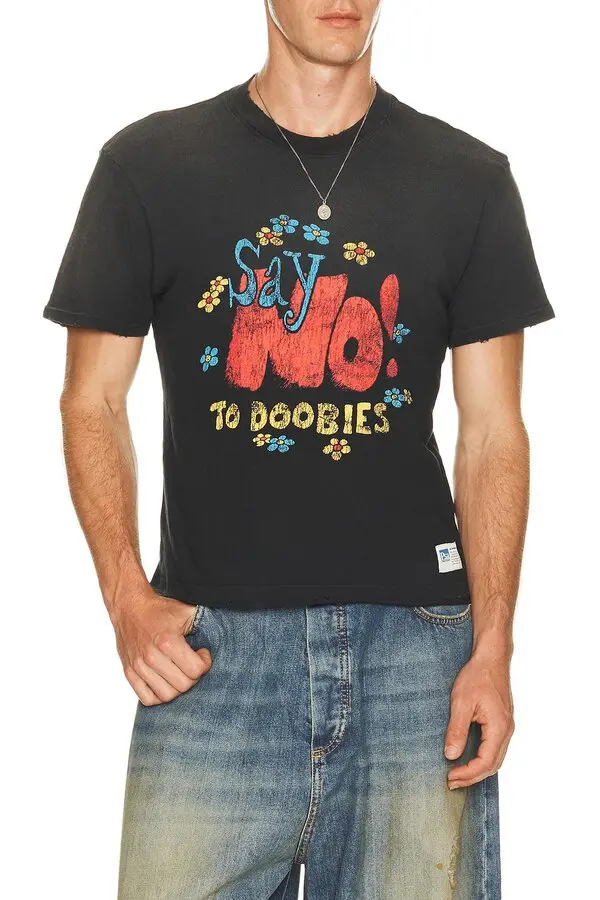 NAHMIAS Say No Open Hem Fitted Tee In Black
