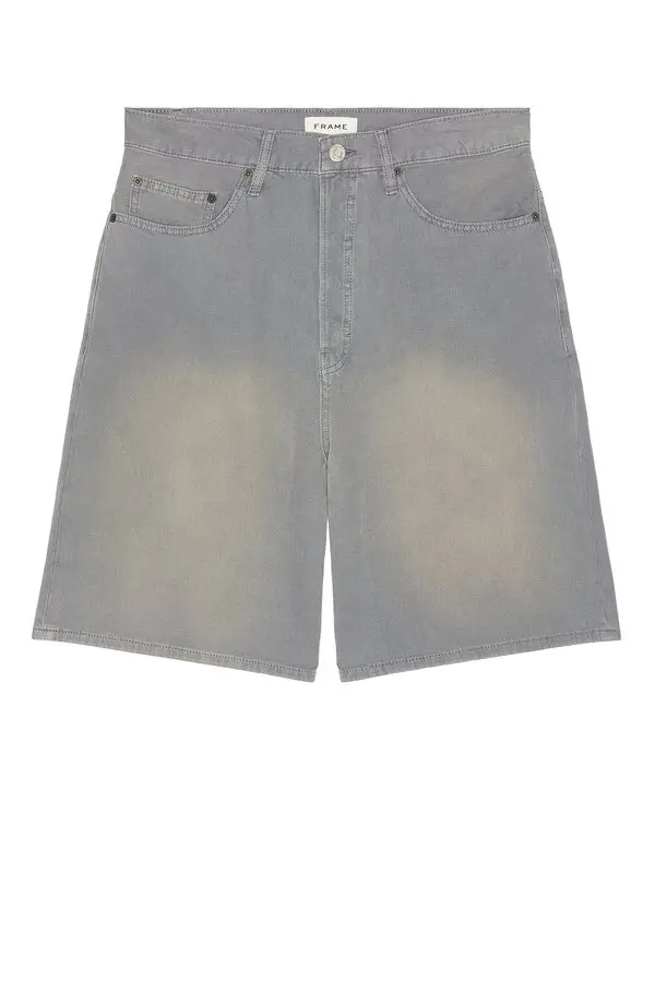 FRAME Baggy Canvas Shorts In Blue - Blue Grey