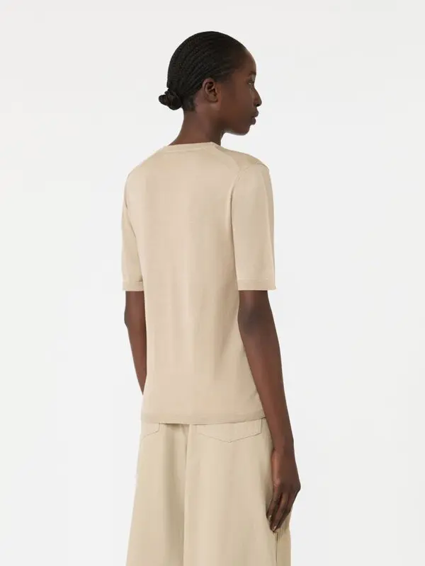 Max Mara Stockinette-stitched Cashmere And Silk Short Sleeve Sweater