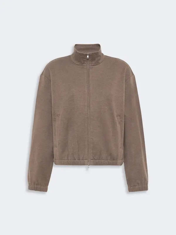 Max Mara Silk-blend Jersey Sweatshirt - Mud