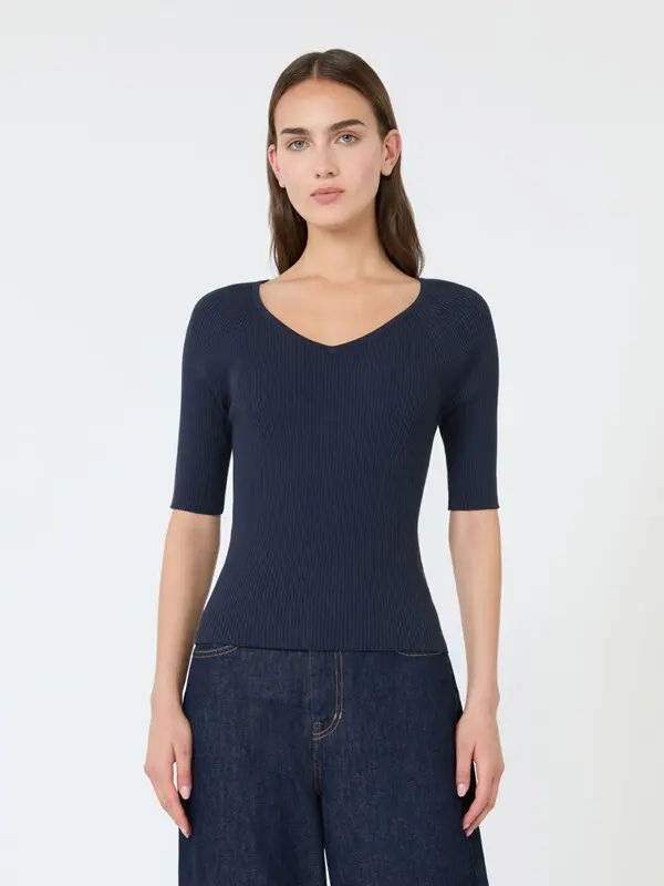 Max Mara Rib-knit Stretch Viscose Sweater