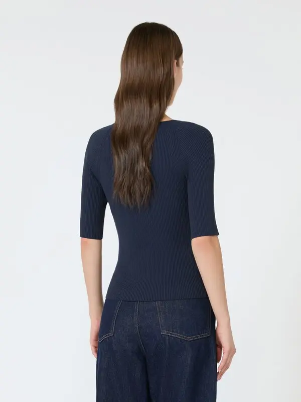 Max Mara Rib-knit Stretch Viscose Sweater