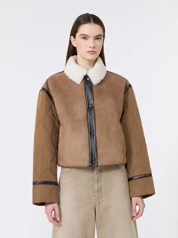 Max Mara Suede-effect And Technical Fabric Cropped Jacket