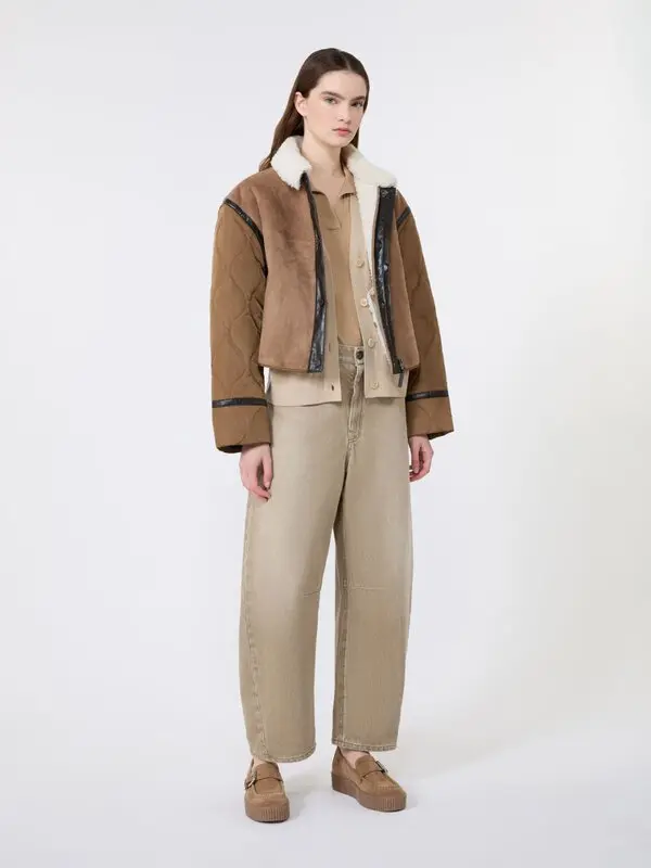 Max Mara Suede-effect And Technical Fabric Cropped Jacket